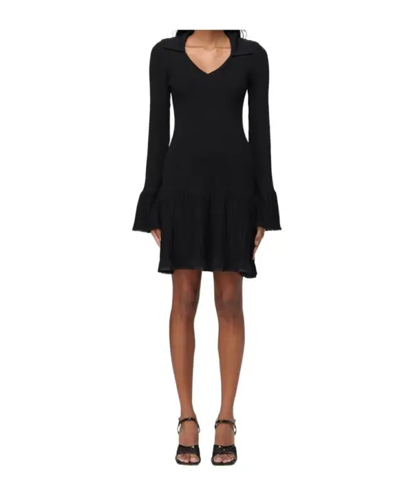 Liu Jo V-neck Ribbed Knit Flared Mini Dress