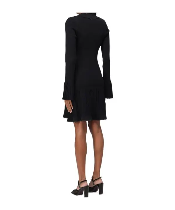 Liu Jo V-neck Ribbed Knit Flared Mini Dress