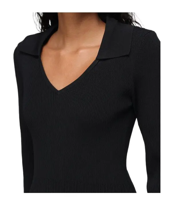 Liu Jo V-neck Ribbed Knit Flared Mini Dress