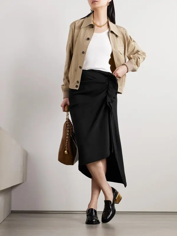 Dries Van Noten Ruffle-trim Cotton Midi Skirt