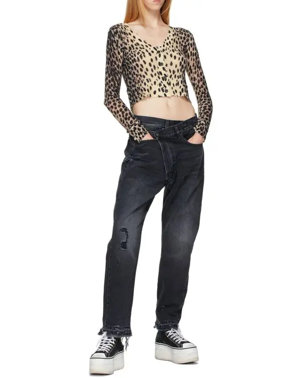 R13 Crossover Cropped Jeans - Black