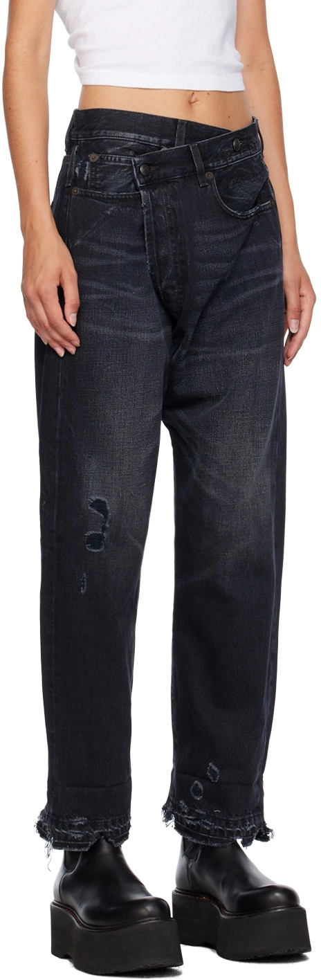 R13 Crossover Distressed Cropped Jeans