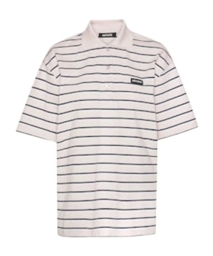 ROTATE BY BIRGER CHRISTENSEN Logo Patch Striped Oversized Polo Shirt - No