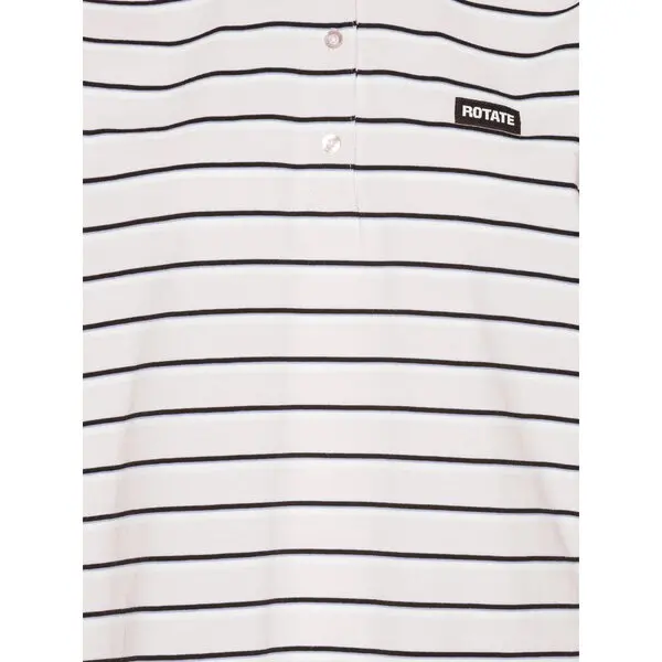 ROTATE BY BIRGER CHRISTENSEN Logo Patch Striped Oversized Polo Shirt - No