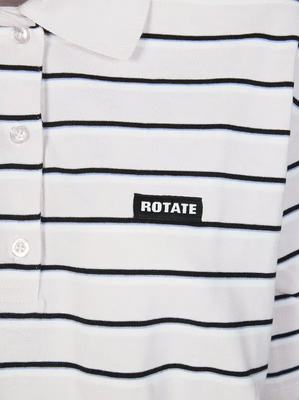 ROTATE BY BIRGER CHRISTENSEN Logo Patch Striped Oversized Polo Shirt - No