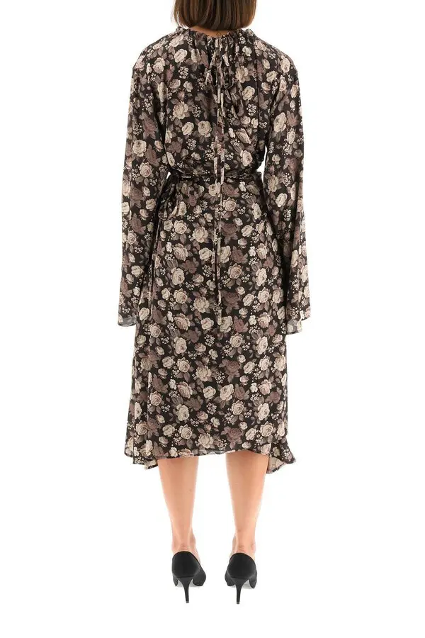 Balenciaga Printed Long Sleeve Midi Dress