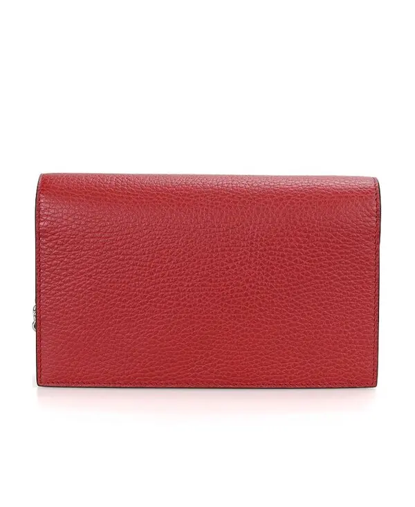 Gucci Small Shoulder Bag With Gg Metal Buckle And Chain Strap - Red