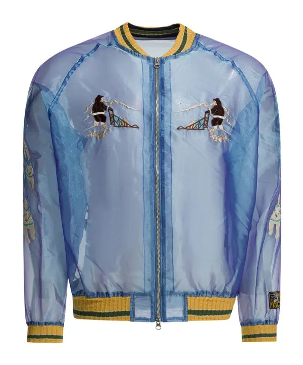 Kapital Embroidered Sheer Mosquito Guard Bomber Jacket - Blue