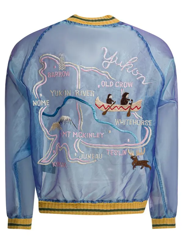 Kapital Embroidered Sheer Mosquito Guard Bomber Jacket - Blue