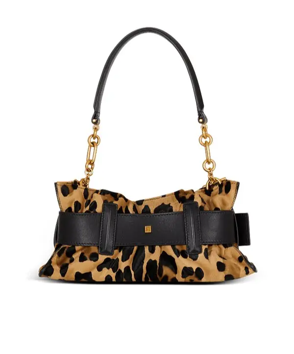 Balmain Anthem" Mini Leopard Print Ponyskin-style Bag