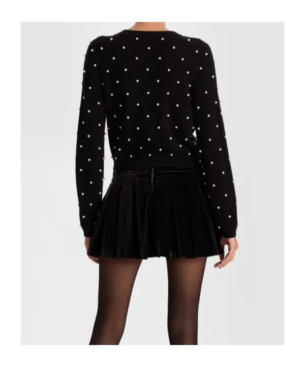 ALICEOLIVIA Alice + Olivia Dollie Pearl Embellished Cropped Cardigan