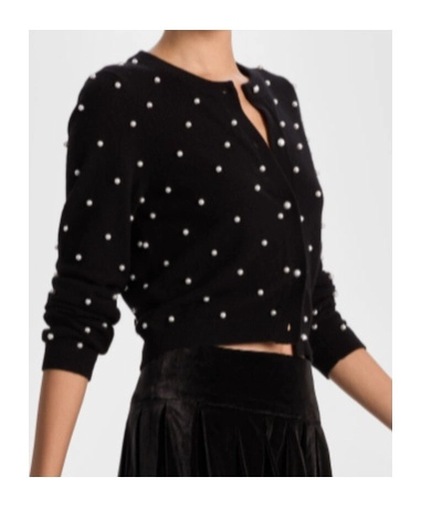 ALICEOLIVIA Alice + Olivia Dollie Pearl Embellished Cropped Cardigan