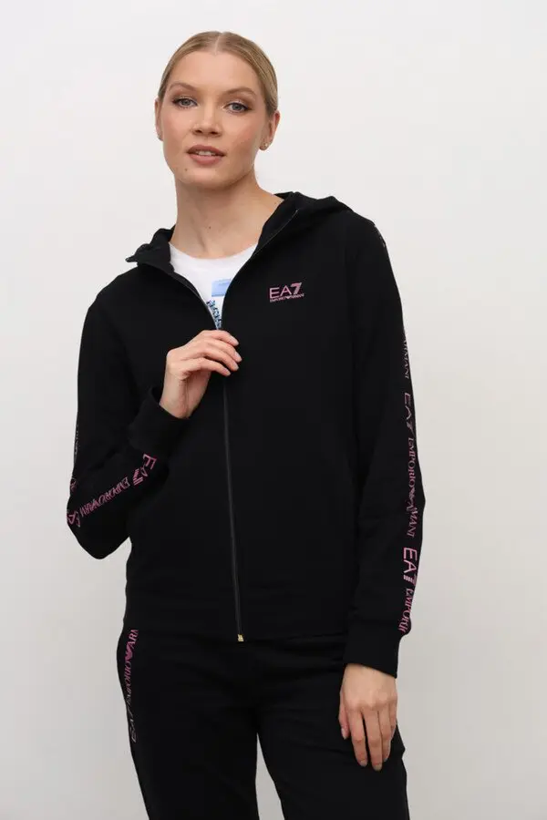 EA7 Zip-up Hooded Sweater With Logo Detailing