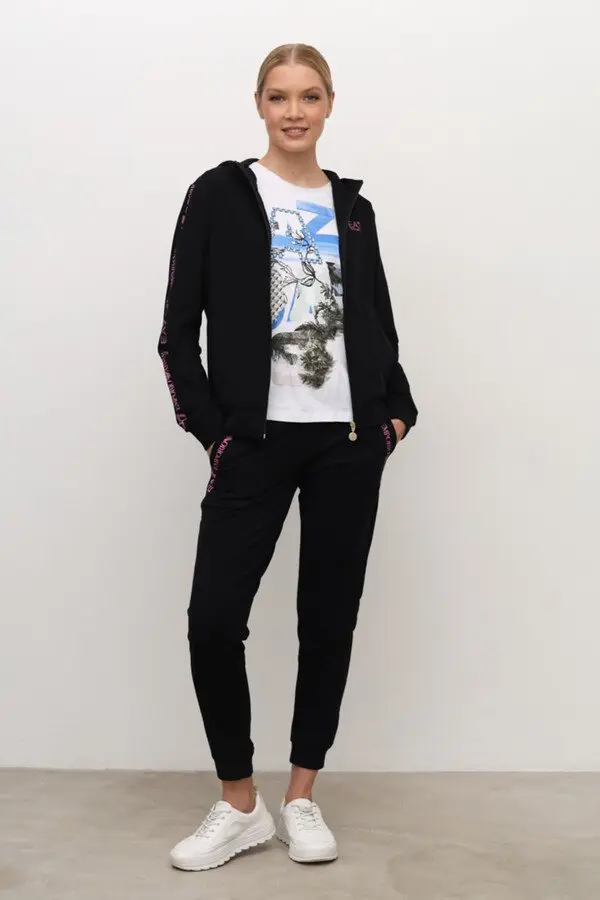 EA7 Zip-up Hooded Sweater With Logo Detailing