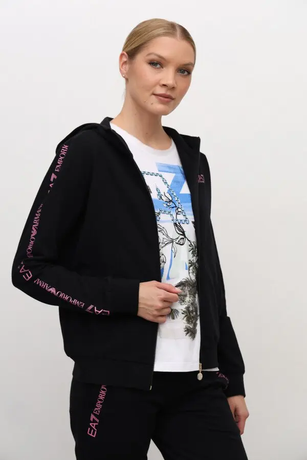 EA7 Zip-up Hooded Sweater With Logo Detailing