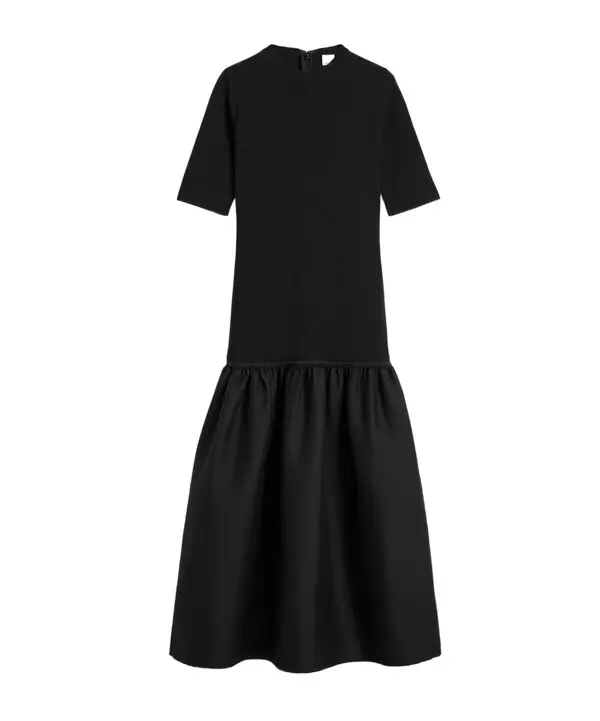 TOTEME Short Sleeve Gathered Detail Dress - Black