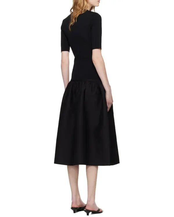 TOTEME Short Sleeve Gathered Detail Dress - Black