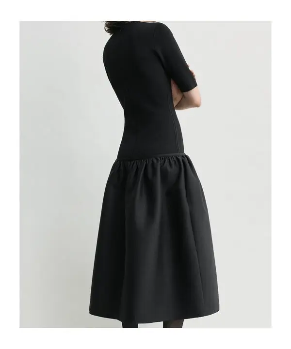 TOTEME Short Sleeve Gathered Detail Dress - Black