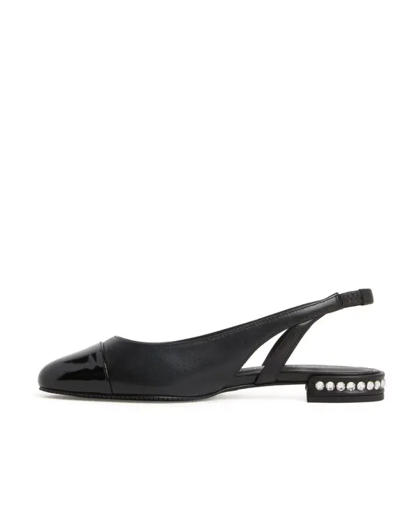 STUART WEITZMAN Slingback Ballet Flats With Embellished Heel