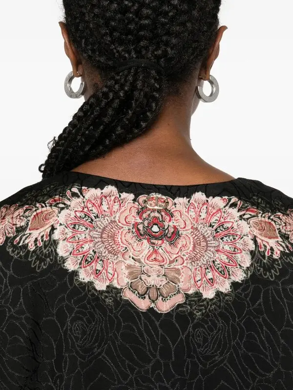 TWINSET Floral Print V-neck Long Sleeve Shirt