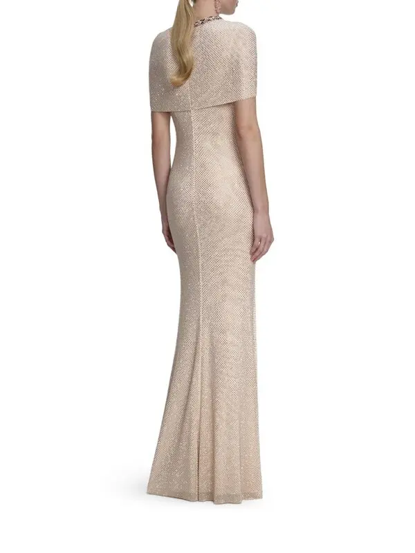 SELF-PORTRAIT Embellished Draped Maxi Dress - Champ