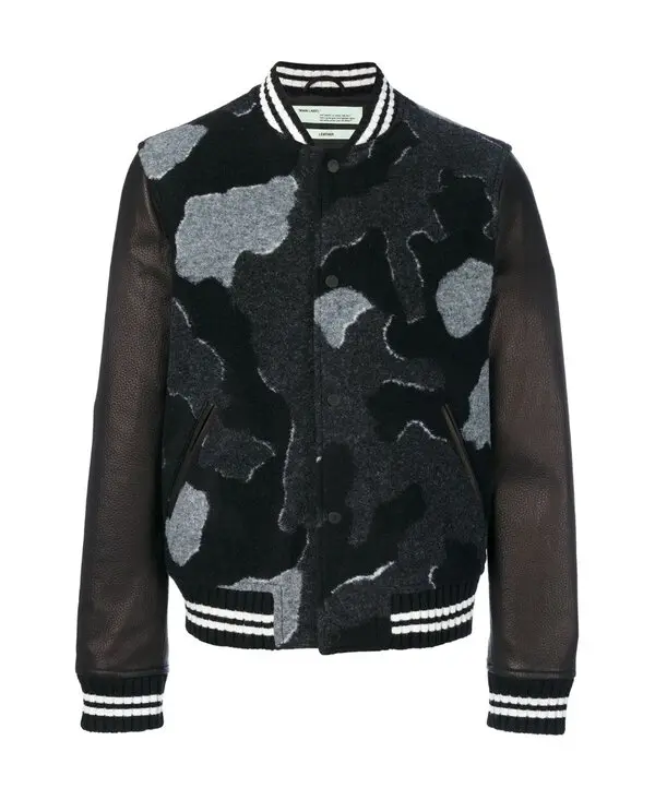 Off-White Logo-print Varsity Jacket - Black