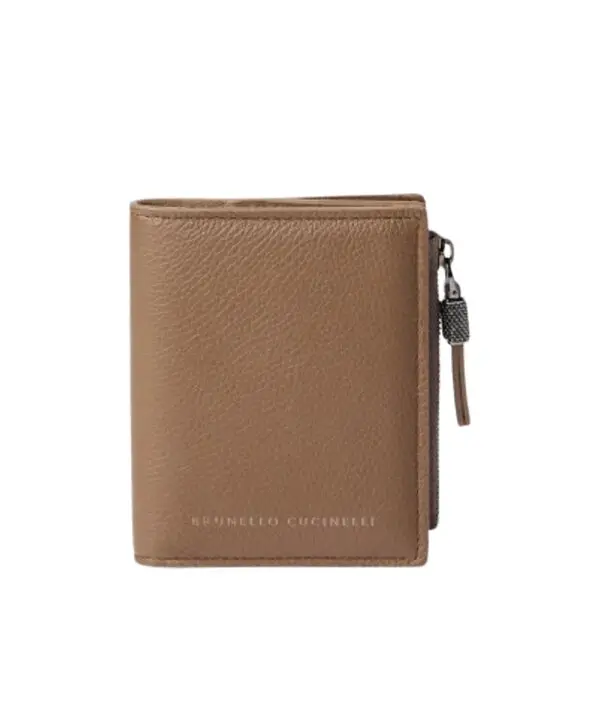Brunello Cucinelli Small Zip-pocket Leather Wallet - Brown