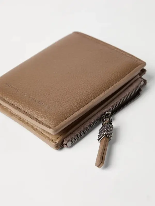 Brunello Cucinelli Small Zip-pocket Leather Wallet - Brown