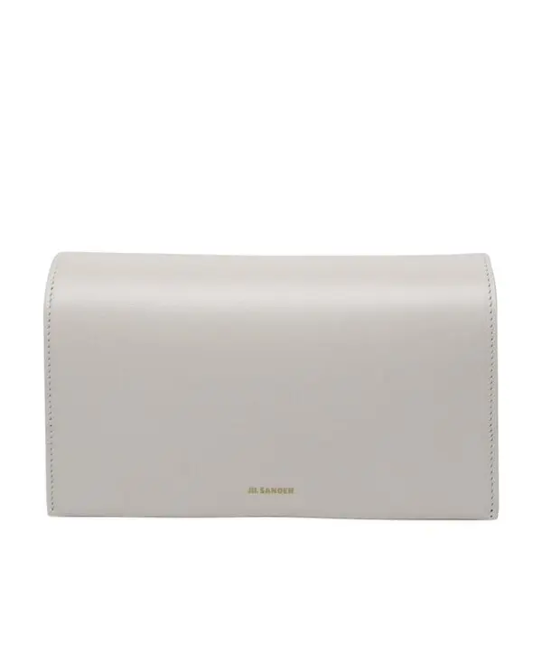 JIL SANDER Logo Embossed Foldover Crossbody Bag - Gray