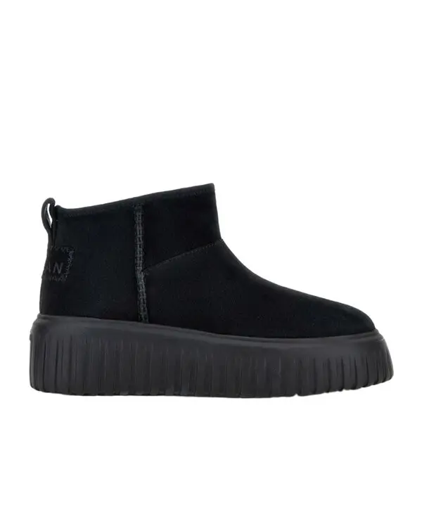 Hogan Suede Slip-on Ankle Boots With Logo Patch - Black