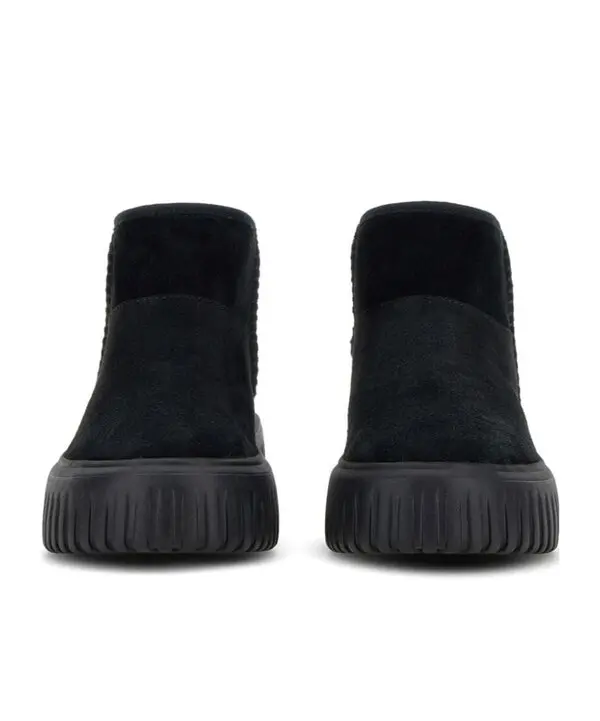 Hogan Suede Slip-on Ankle Boots With Logo Patch - Black