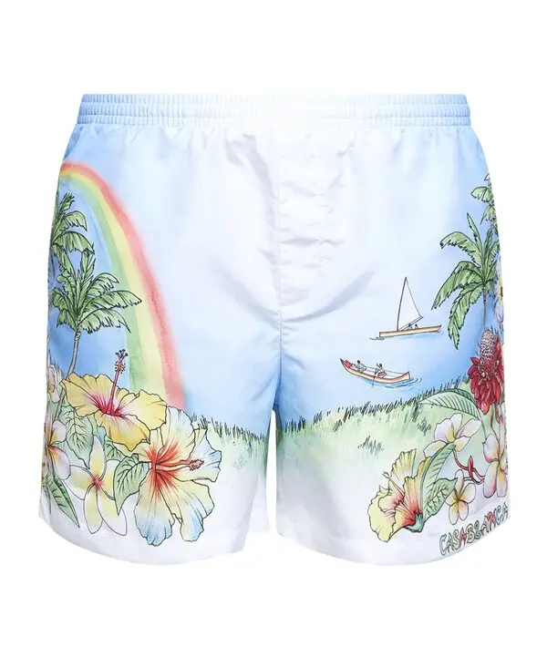 Casablanca Aloha Swim Shorts - White