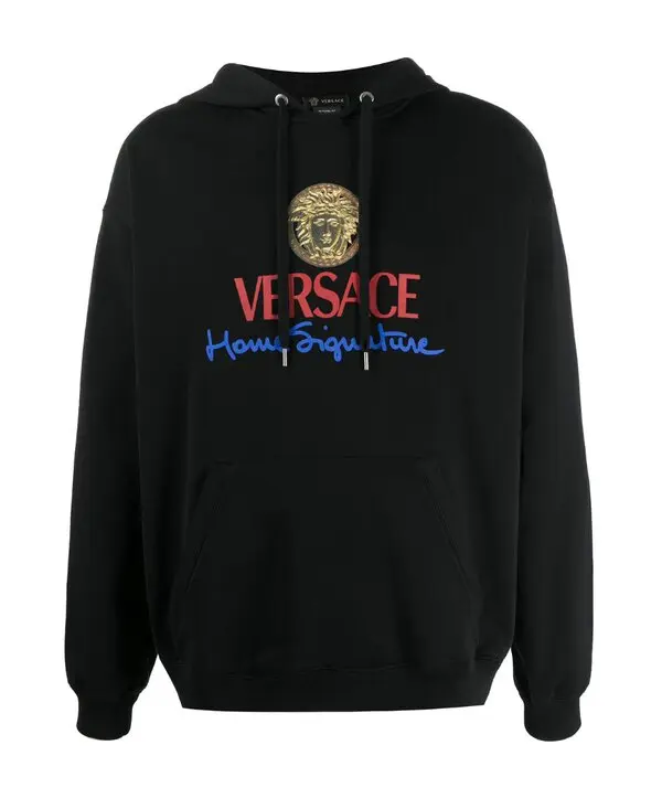 Versace Logo Print Hooded Sweatshirt