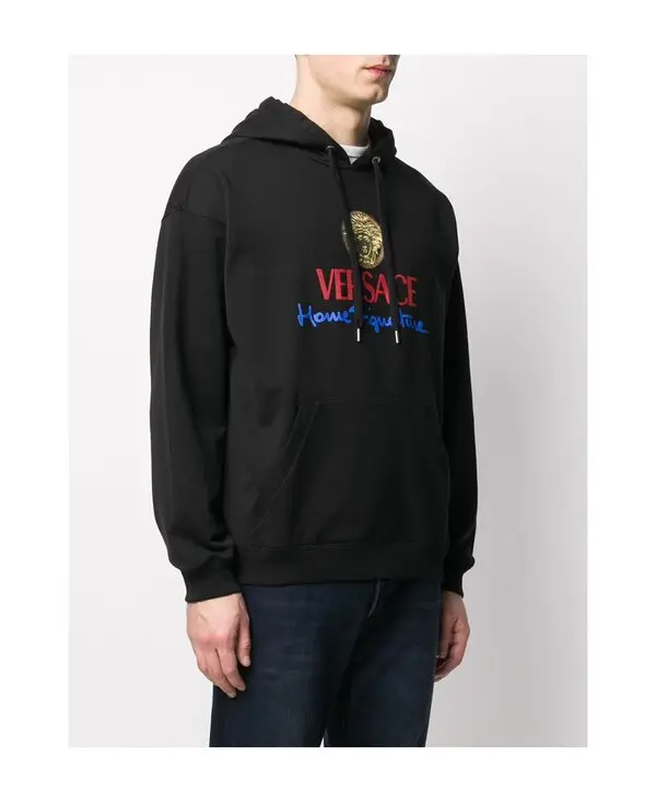 Versace Logo Print Hooded Sweatshirt