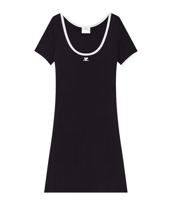 COURREGES Courrèges Holistic Scoop-neck Mini Dress - Black/traditional White