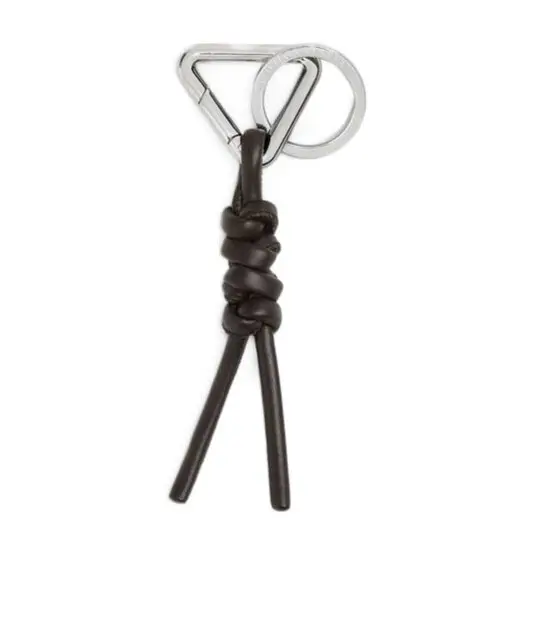 Bottega Veneta Triangle Key Ring With Woven Nappa Leather - Fudge Color