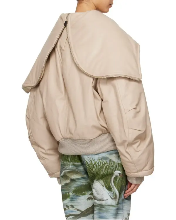 Attico Padded Leather Bomber Jacket