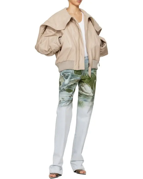 Attico Padded Leather Bomber Jacket