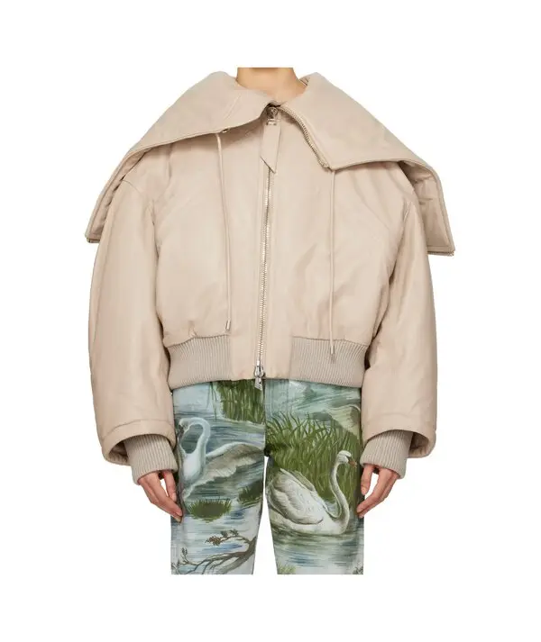 Attico Padded Leather Bomber Jacket