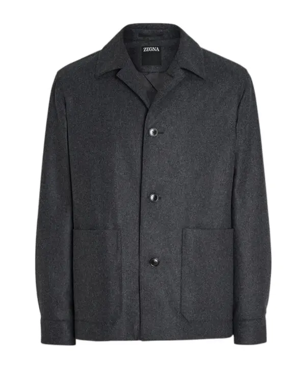 Zegna Long Sleeve Jacket With Lapel Collar - Black