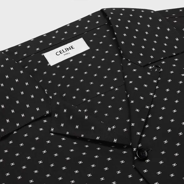 Celine Hawaiian Shirt In Printed Viscose - Black