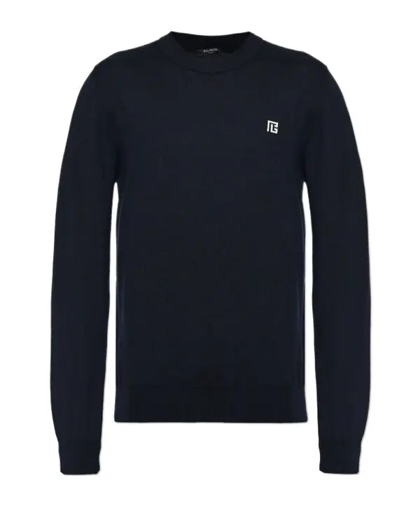 Balmain Logo Intarsia Crewneck Jumper