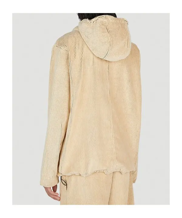 RANRA Steinn Drawstring Corduroy Hoodie - Beige