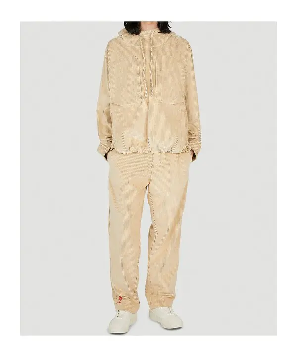 RANRA Steinn Drawstring Corduroy Hoodie - Beige
