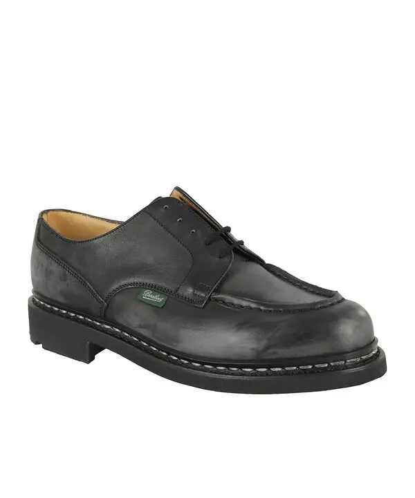 Paraboot Suede Lace-up Derby With Norwegian Stitching - Black