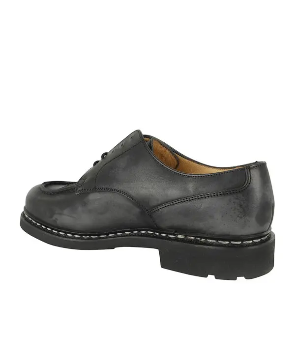 Paraboot Suede Lace-up Derby With Norwegian Stitching - Black