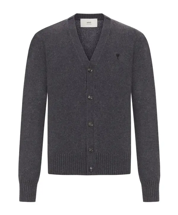 Ami Cashmere Buttoned Cardigan - Black