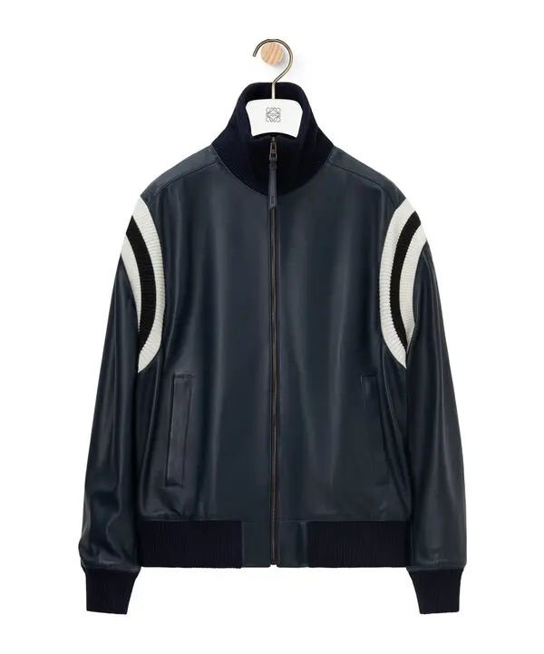 Loewe High Waist Zip-up Bomber Jacket - Dark Navy