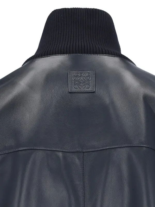 Loewe High Waist Zip-up Bomber Jacket - Dark Navy