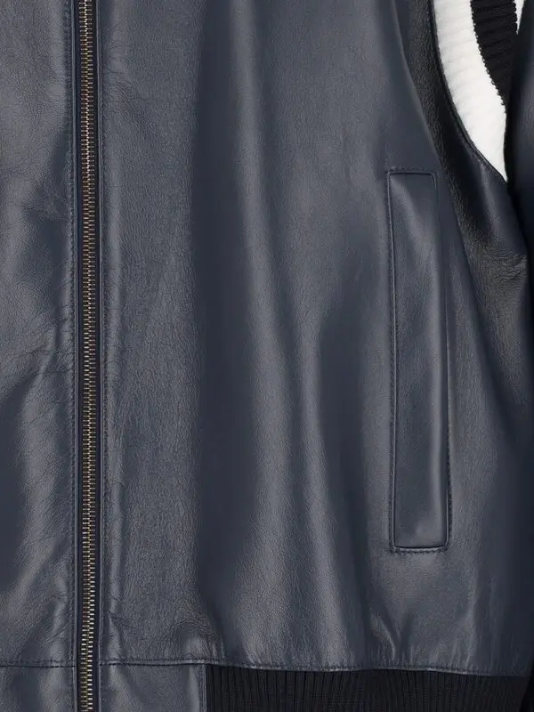 Loewe High Waist Zip-up Bomber Jacket - Dark Navy